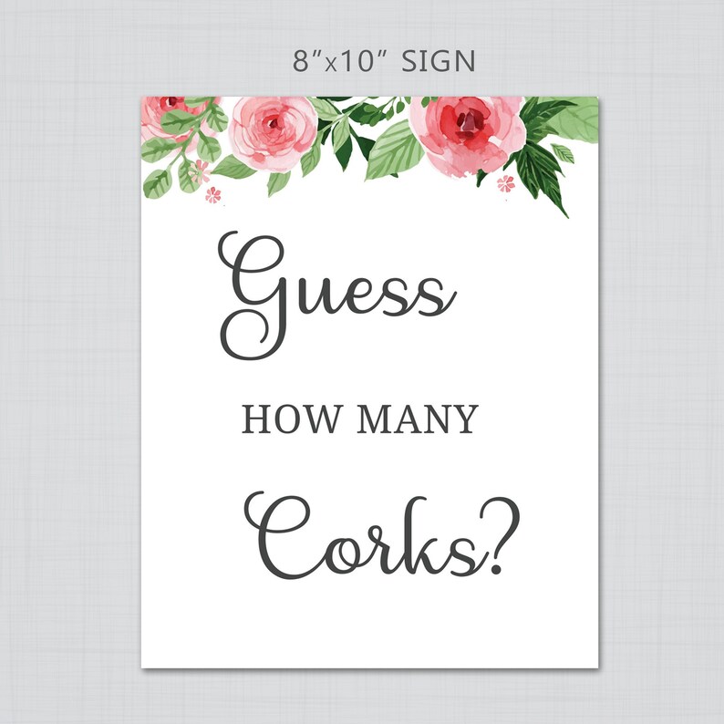 Guess How Many Corks, Bridal Shower Games, Printable Bridal Shower ...
