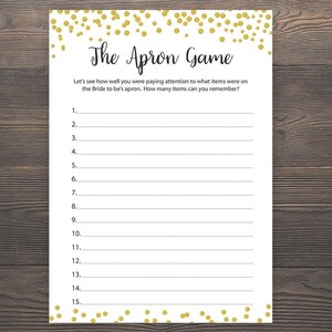 The Apron Game, Bridal Shower Games, Printable Games, Bridal Shower ...