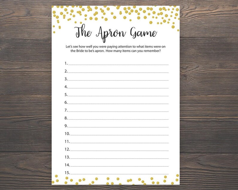 The Apron Game, Bridal Shower Games, Printable Games, Bridal Shower ...