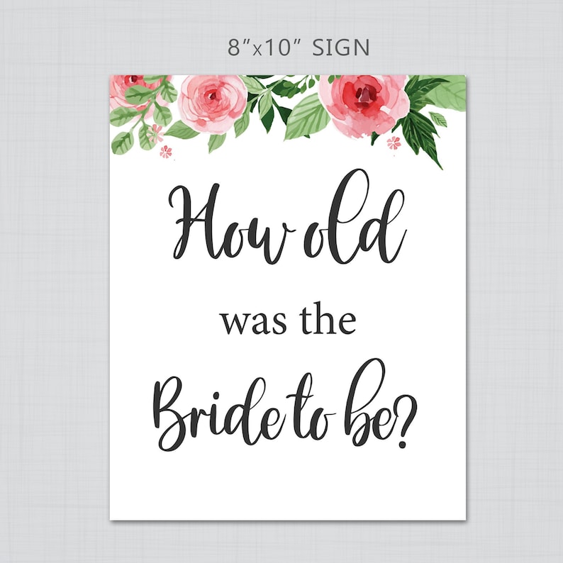 How Old Was the Bride to Be, Bridal Shower Games, Printable Bridal ...