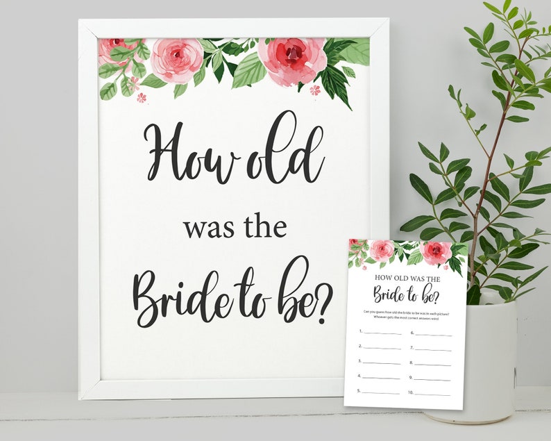 How Old Was the Bride to Be, Bridal Shower Games, Printable Bridal ...