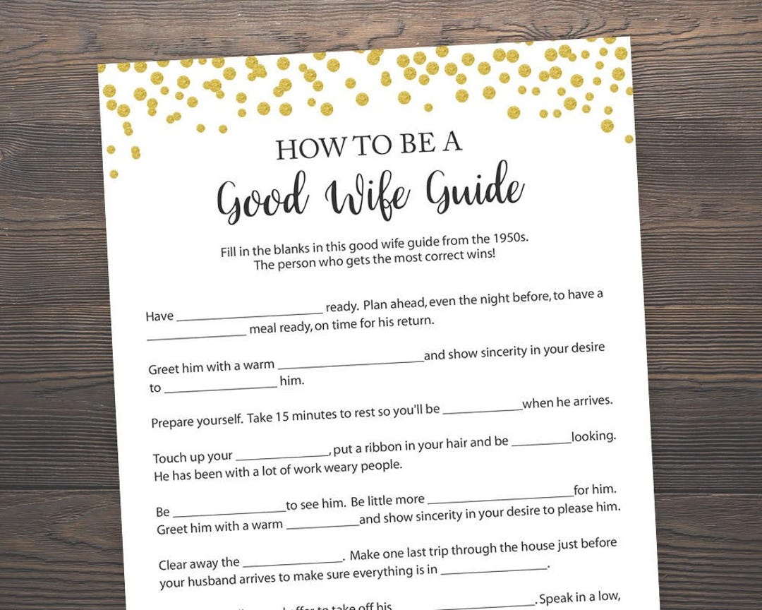 How to Be a Good Wife Guide, Bridal Shower Games Printable, Good Wife ...