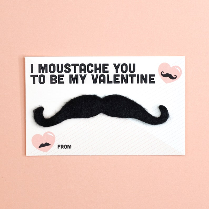 Moustache Valentine Card Printable - Instant Download - Etsy