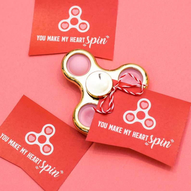 Fidget Spinner Valentine Tag Printable - Instant Download - Etsy