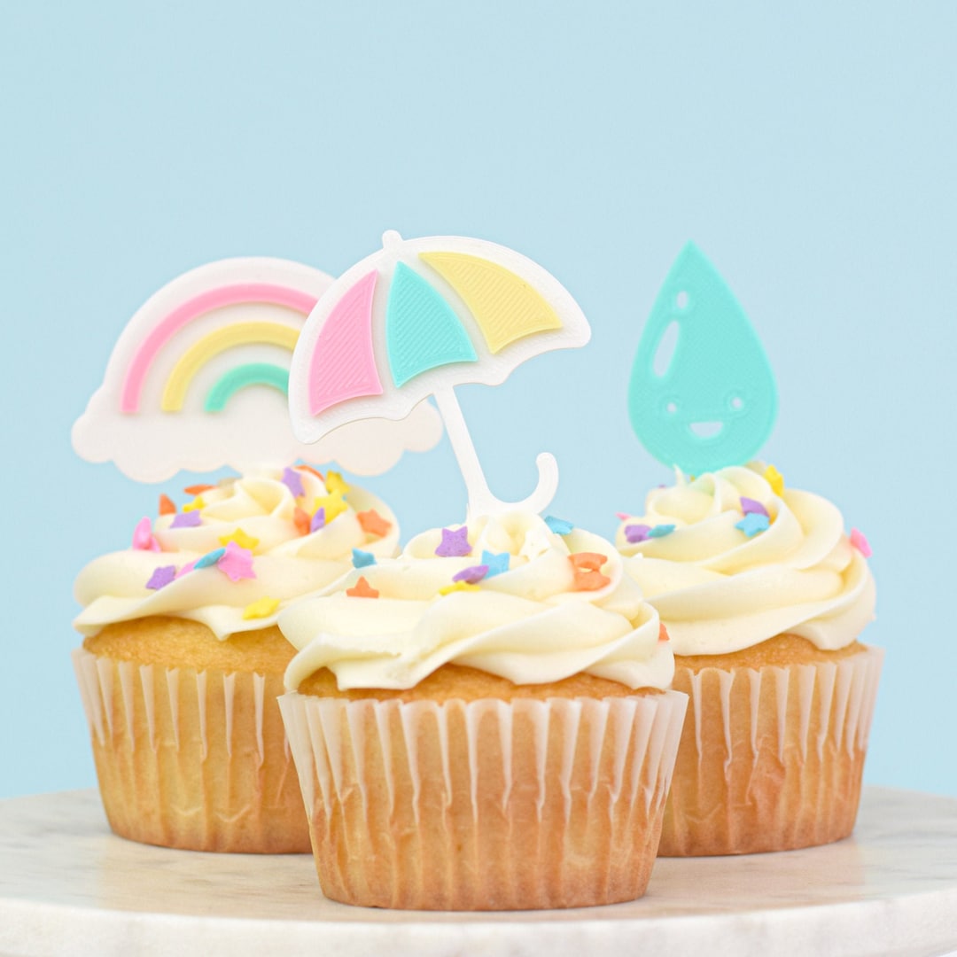 Cute Weather Cupcake Toppers - Set of 6 3D Printed Plastic - Etsy