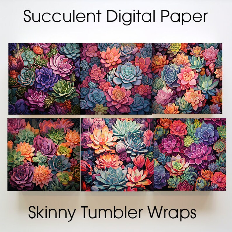 Succulent 20oz Wrap, Sinny Tumbler Wrap, Digital Paper, Vibrant ...