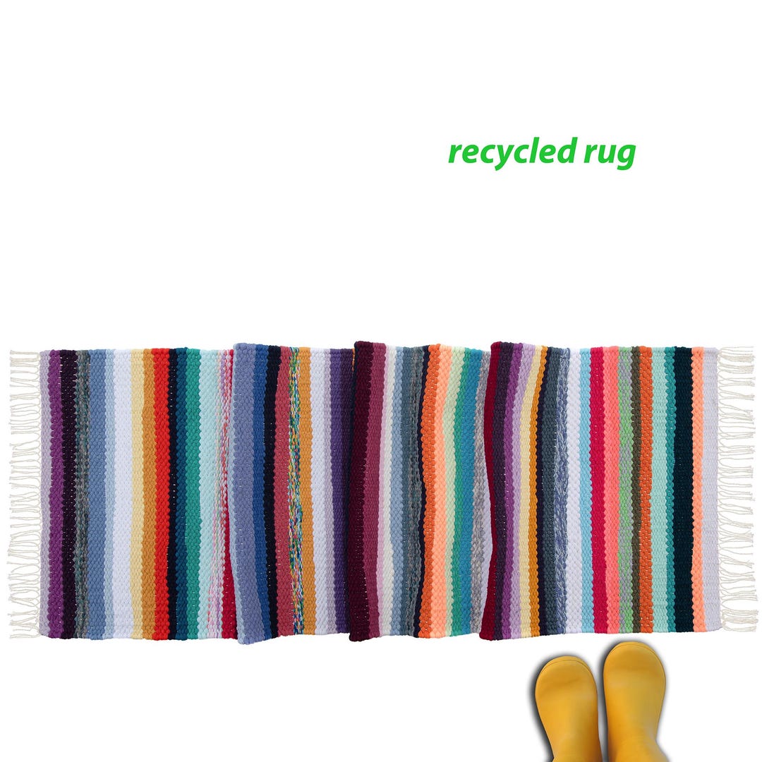 Rainbow Rustic Long Rug, Farmhouse Colorful Mat, Woven Kitchen Modern ...