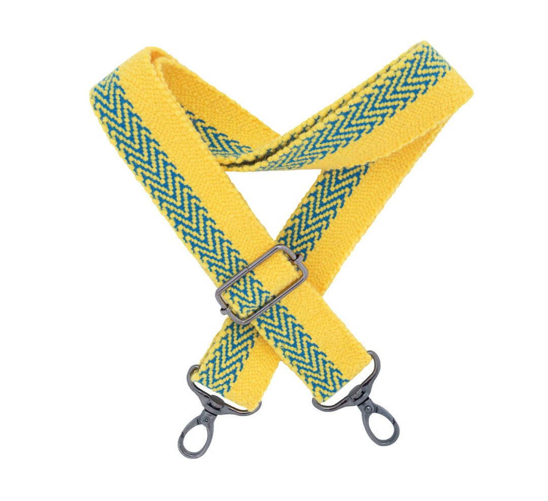 Adjustable Handbag Strap Black Hardware Yellow Blue Bag Strap Woven Bag ...