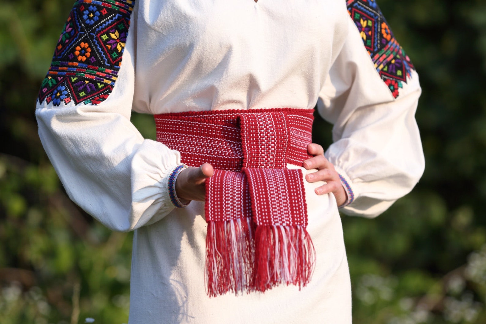 Woven Belt, Red Ukrainian Sash, Handwoven Ribbon for Embroidery Sash ...
