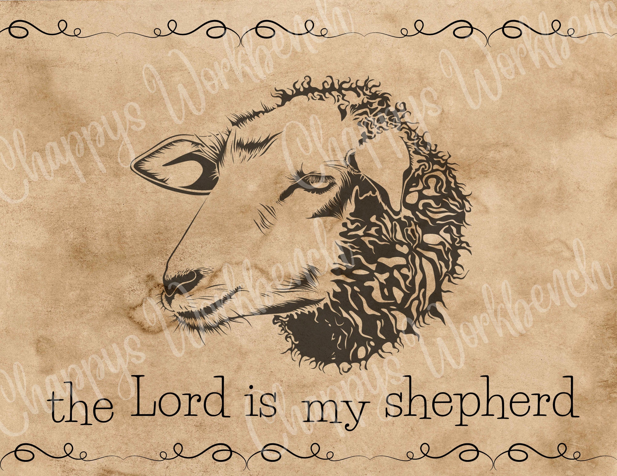 Sheep Wall Art - Primitive Sheep - Digital Download - Lord is My ...