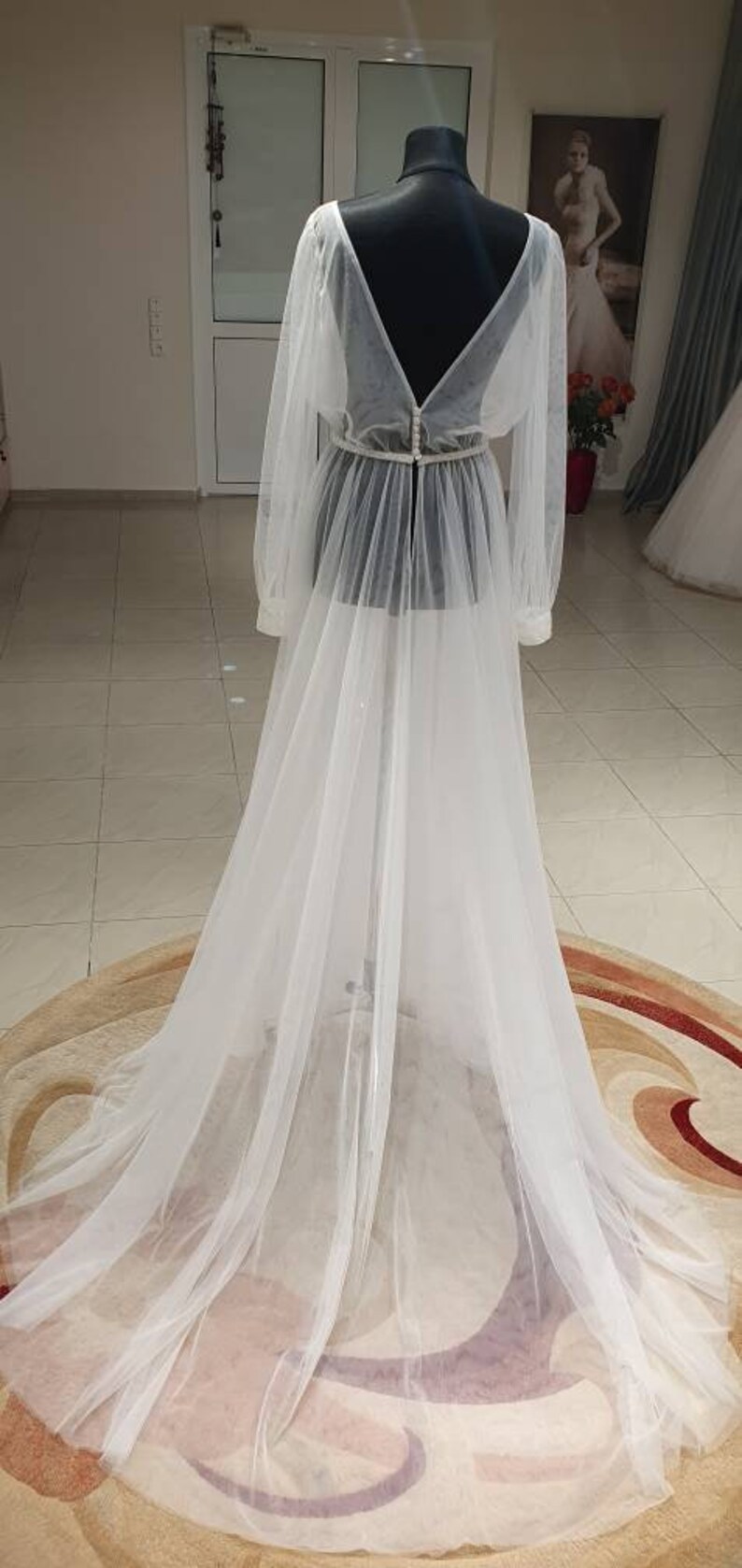 Boudoir Dress Detachable Tulle Wedding Duster With Long | Etsy