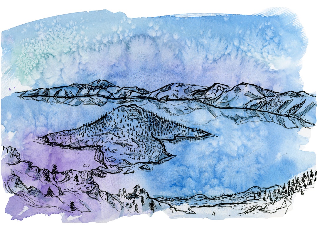 Crater Lake, Oregon: Watercolor Print - Etsy