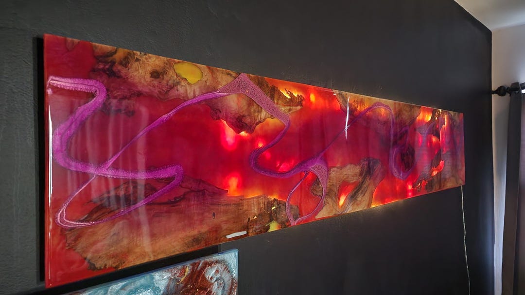 Stunning Large! Resin and Birch Wood, Floating Resin River Painting ...
