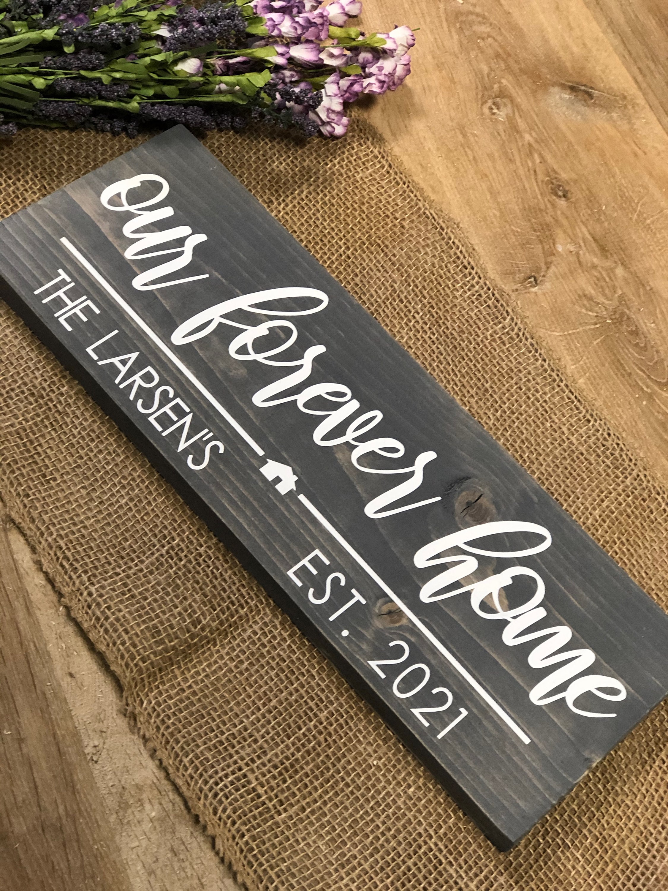 New Home Sign Our Forever Home With Family Name | Etsy