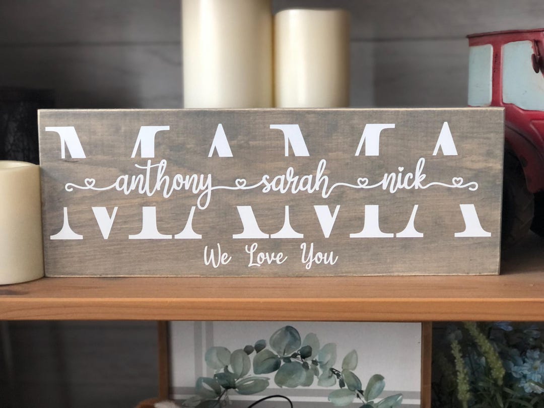 Customizable Mama Sign: Rustic Children's Names Wood Decor - Etsy