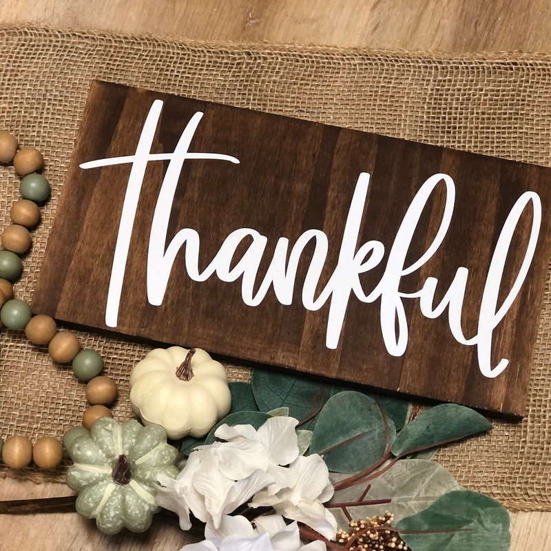 Thankful Wood Sign - Etsy