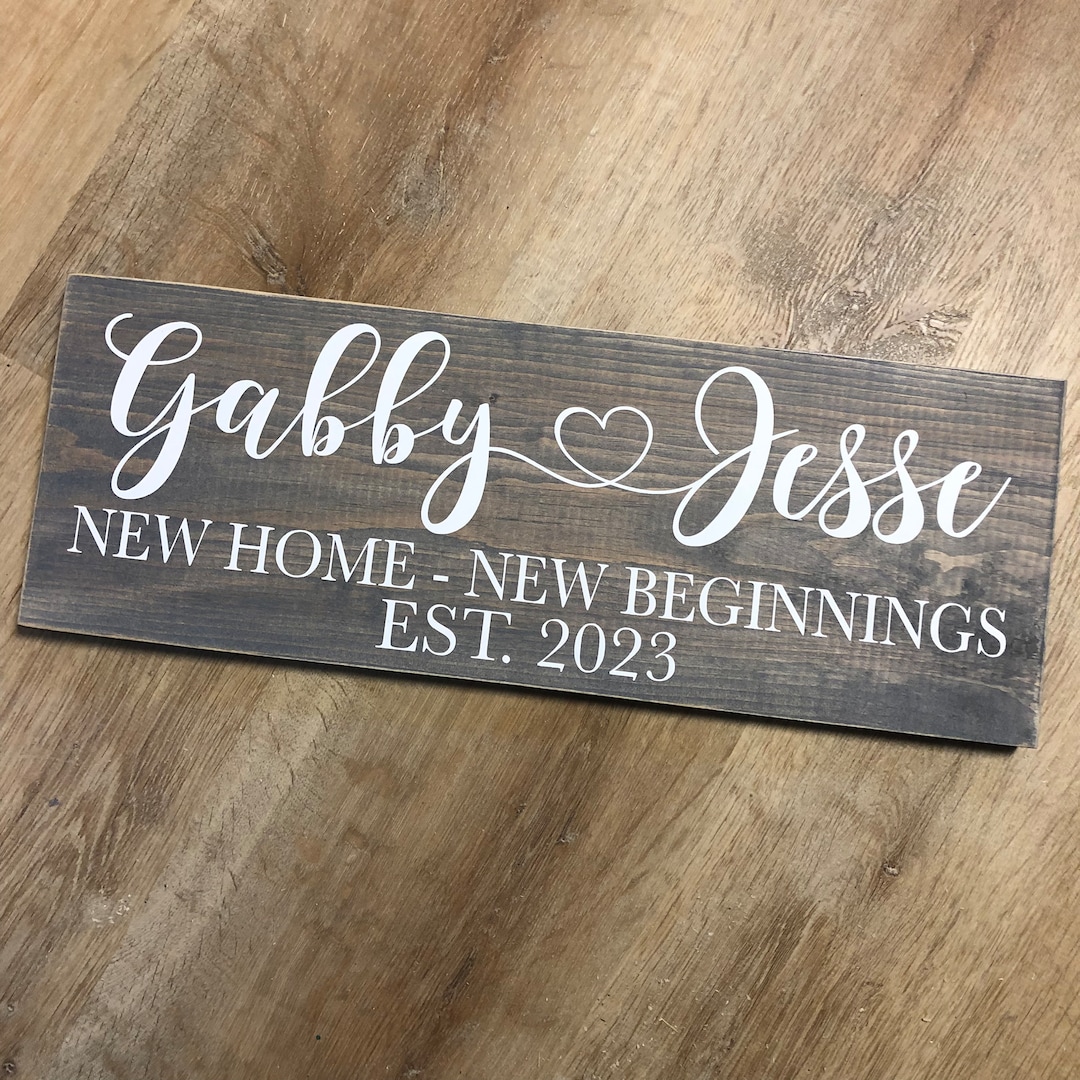 Personalized New Home Wood Sign: Rustic Couples Gift - Etsy
