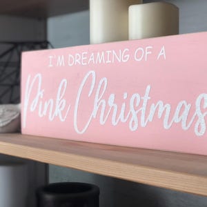 Pink Christmas Sign: Glitter Holiday Decor, Girly Xmas Gift - Etsy