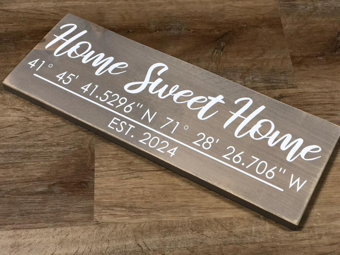 New Home House Warming Sign for Couple Home Sweet Home With GPS ...