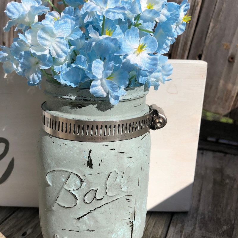 Distressed Mason Jar - Etsy
