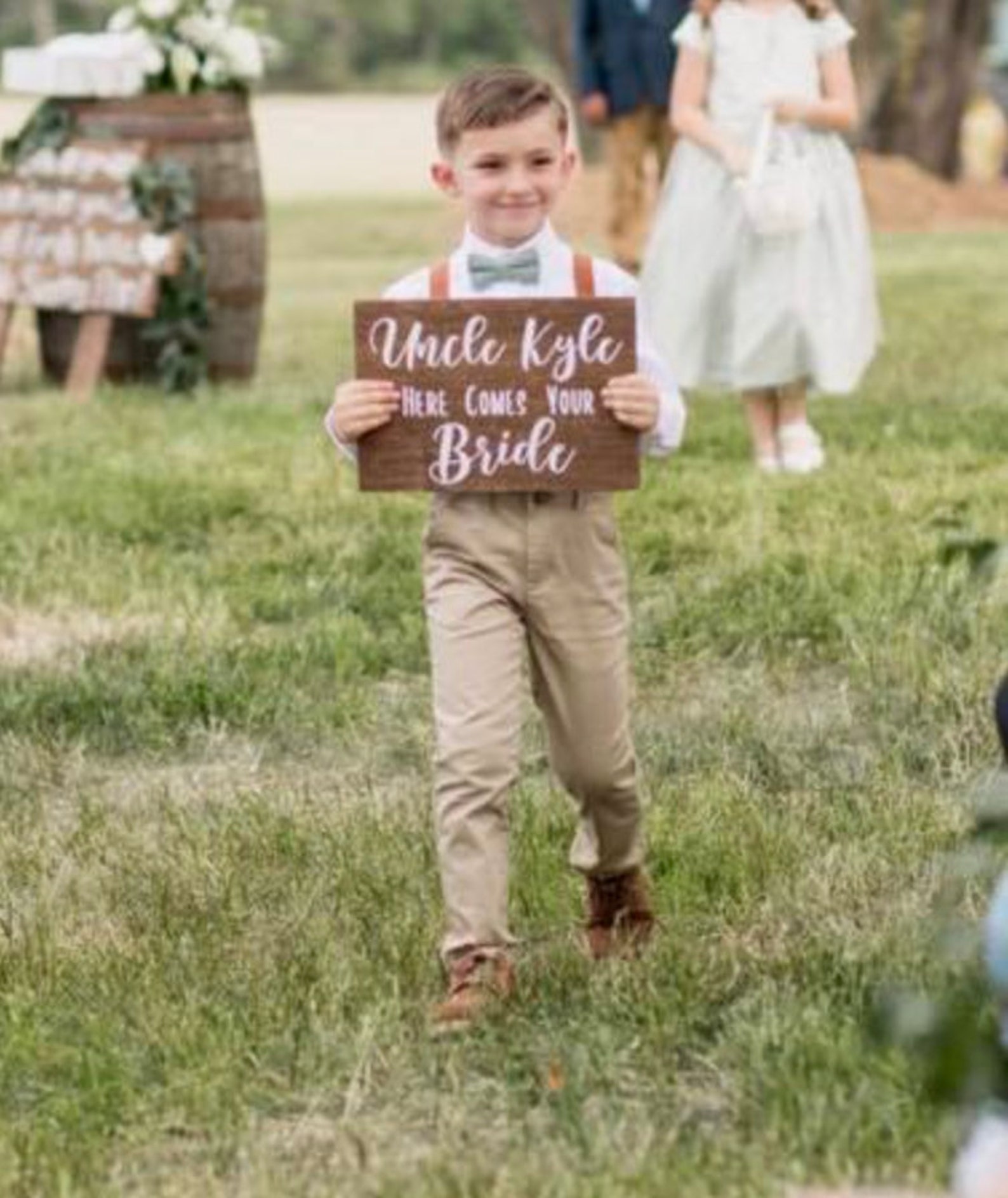 Wedding Sign uncle Here Comes Your Bride Customizable Ring Bearer Sign ...
