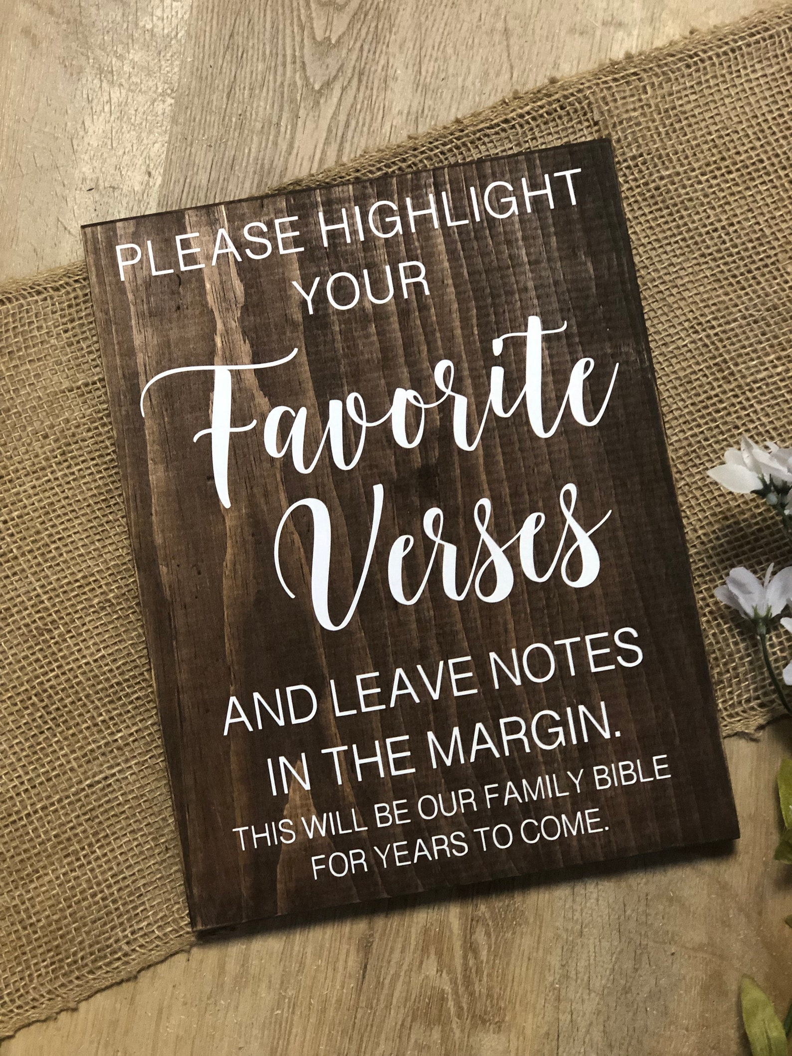 Wedding Real Wood Bible Sign Favorite Verses Non-traditional Guestbook ...