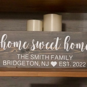 New Home Sign "home Sweet Home" Family Name First Home Address ...