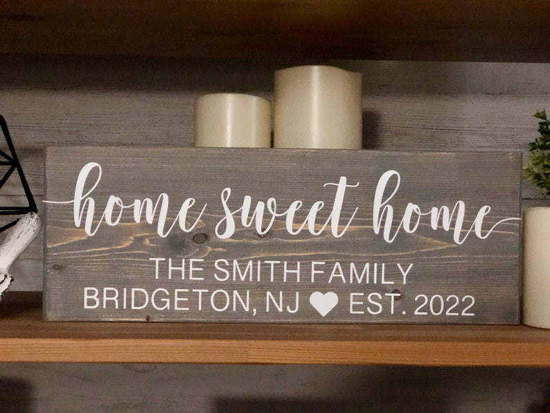New Home Sign home Sweet Home Family Name First - Etsy