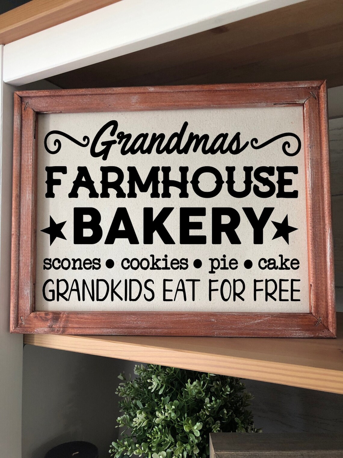 Framed Farmhouse Kitchen Sign: Grandma's Bakery Rustic Decor - Etsy