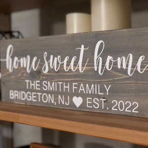 New Home Sign "home Sweet Home" Family Name First Home Address ...