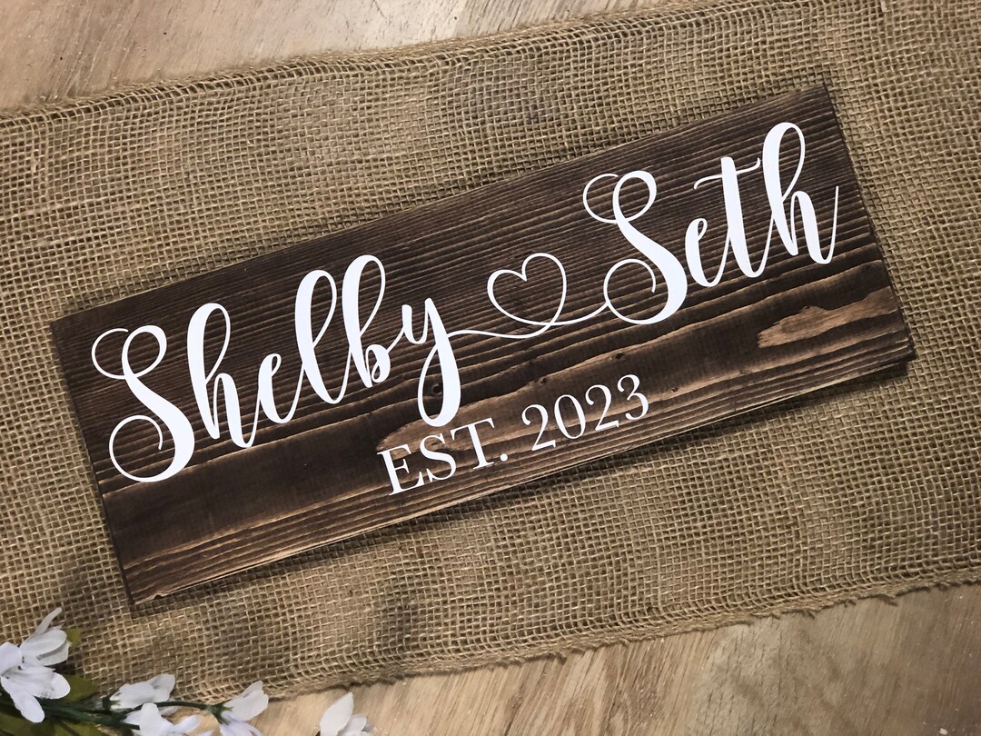 Couples Name Sign With Heart Valentine's Day Gift Customizable Wedding ...