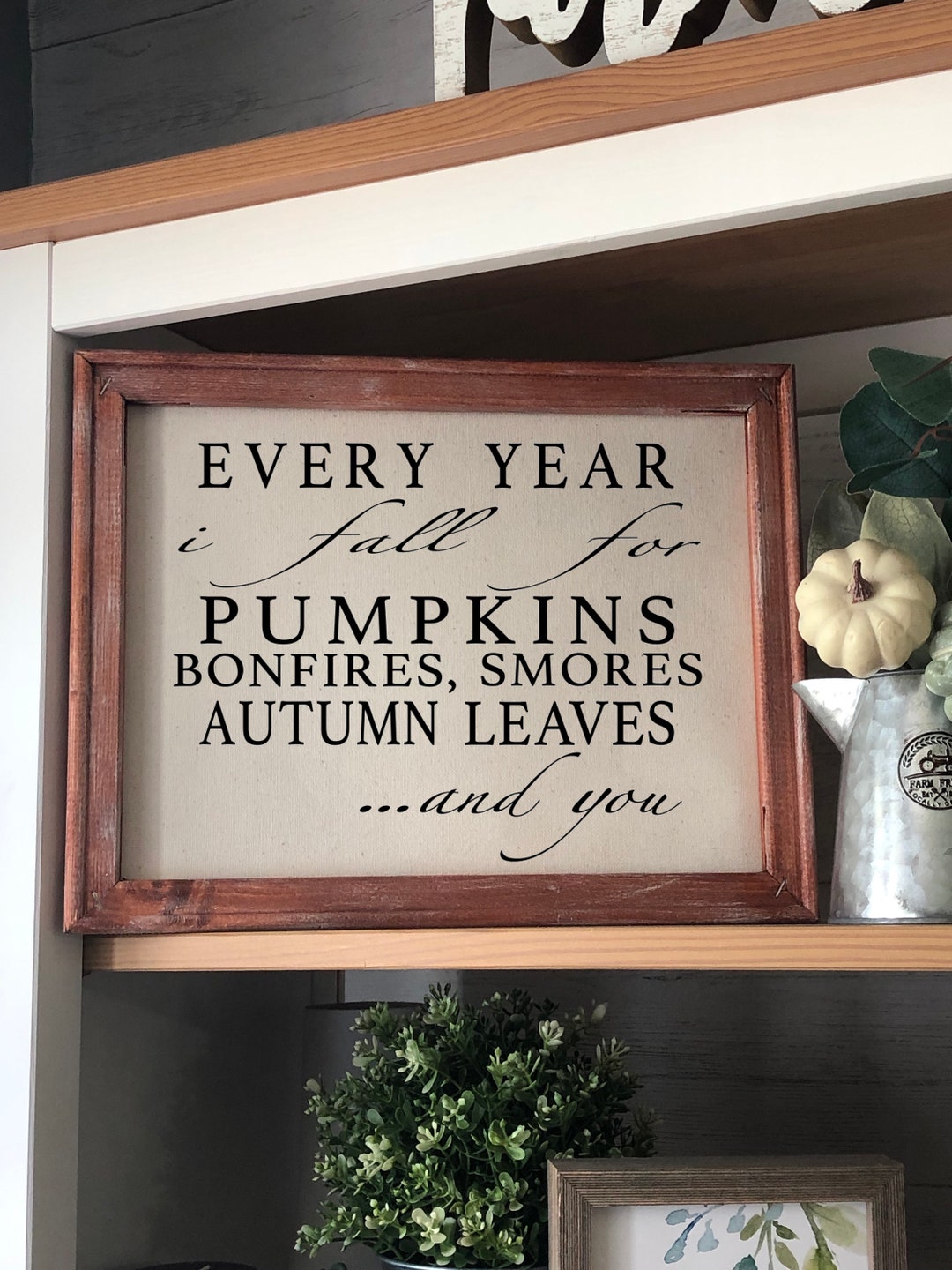 Framed Fall Sign: Pumpkins, Bonfires, Autumn Leaves, Rustic Decor - Etsy