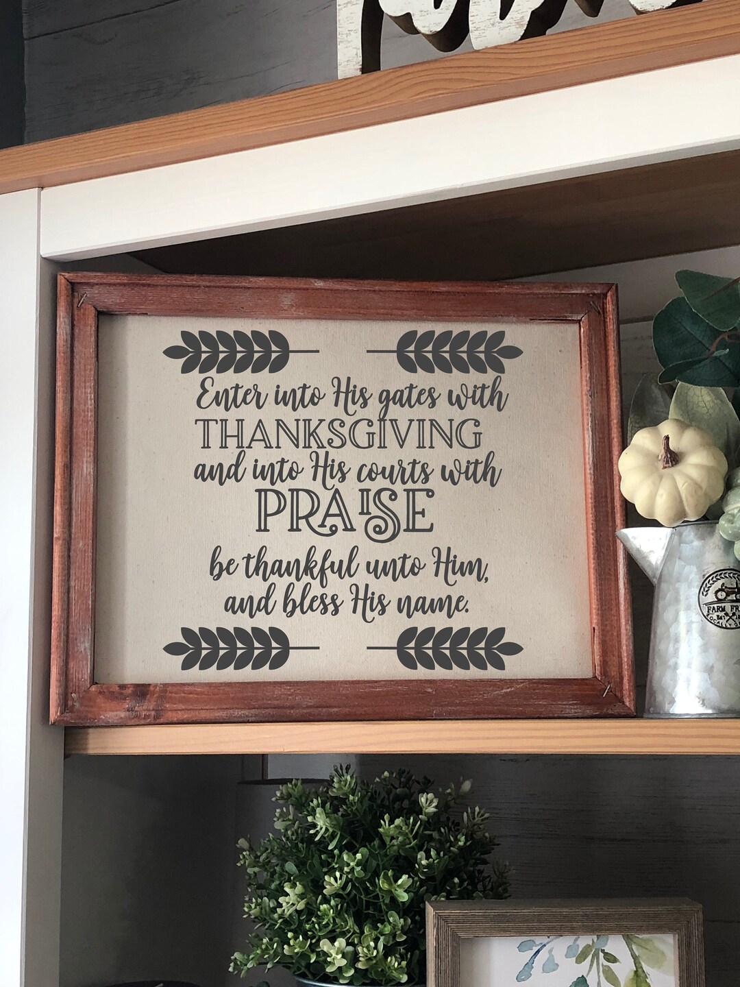 Framed Thanksgiving Sign: Rustic Farmhouse Christian Decor - Etsy