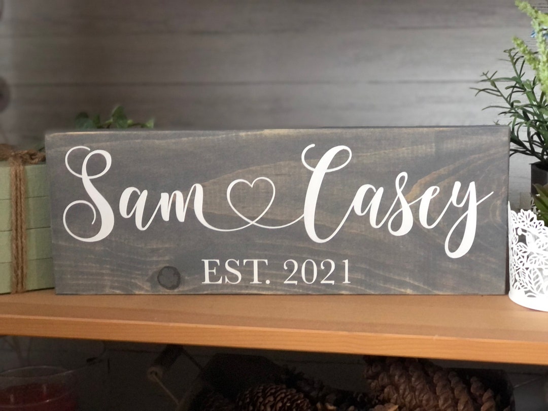 Personalized Couples Name Sign With Established Date, Rustic Wedding ...