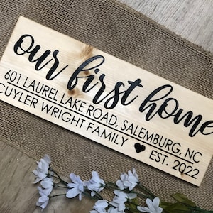 New Home Sign Our First Home With Address-family Name-est Date ...