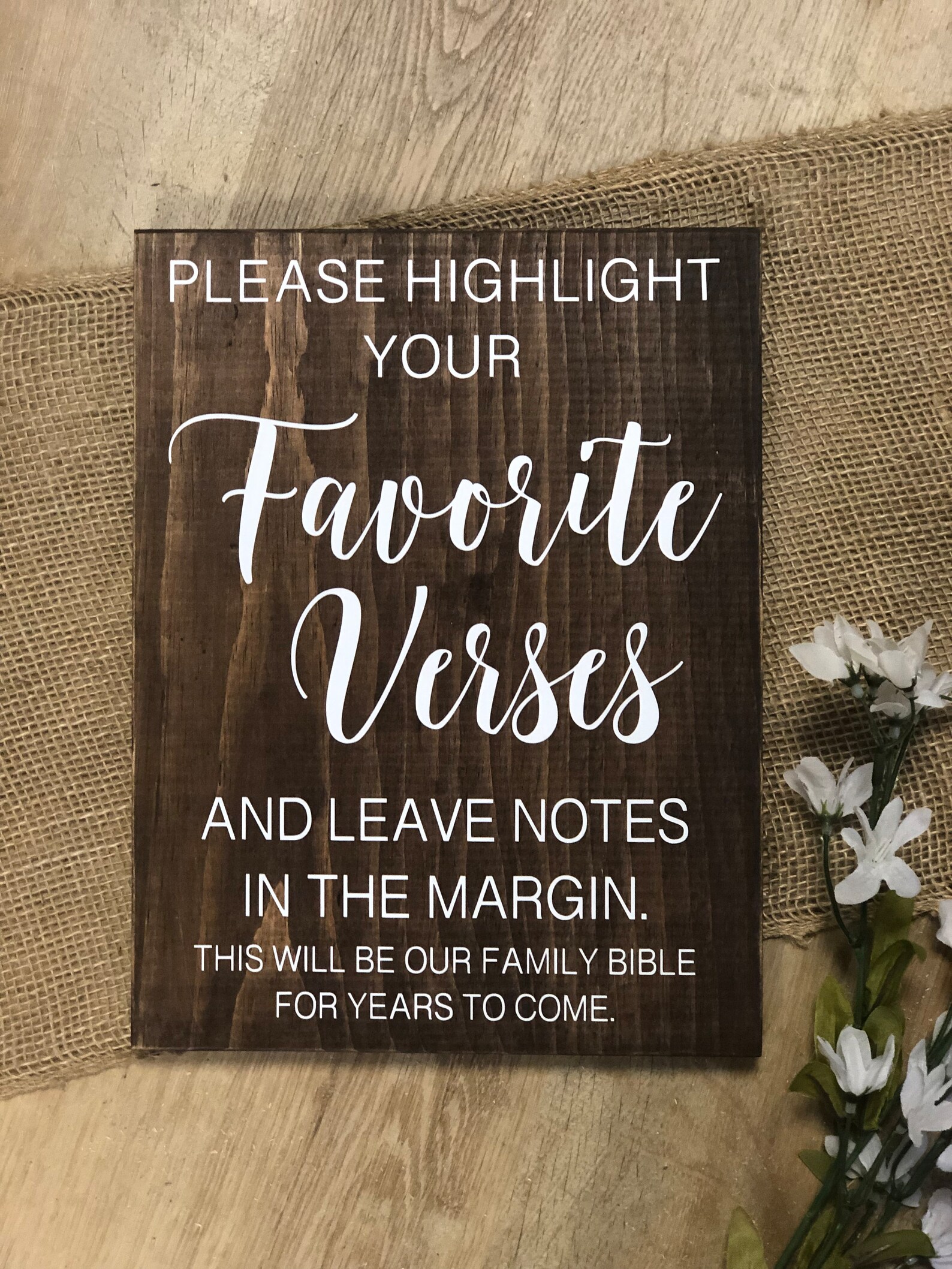 Wedding Real Wood Bible Sign Favorite Verses Non-traditional Guestbook ...