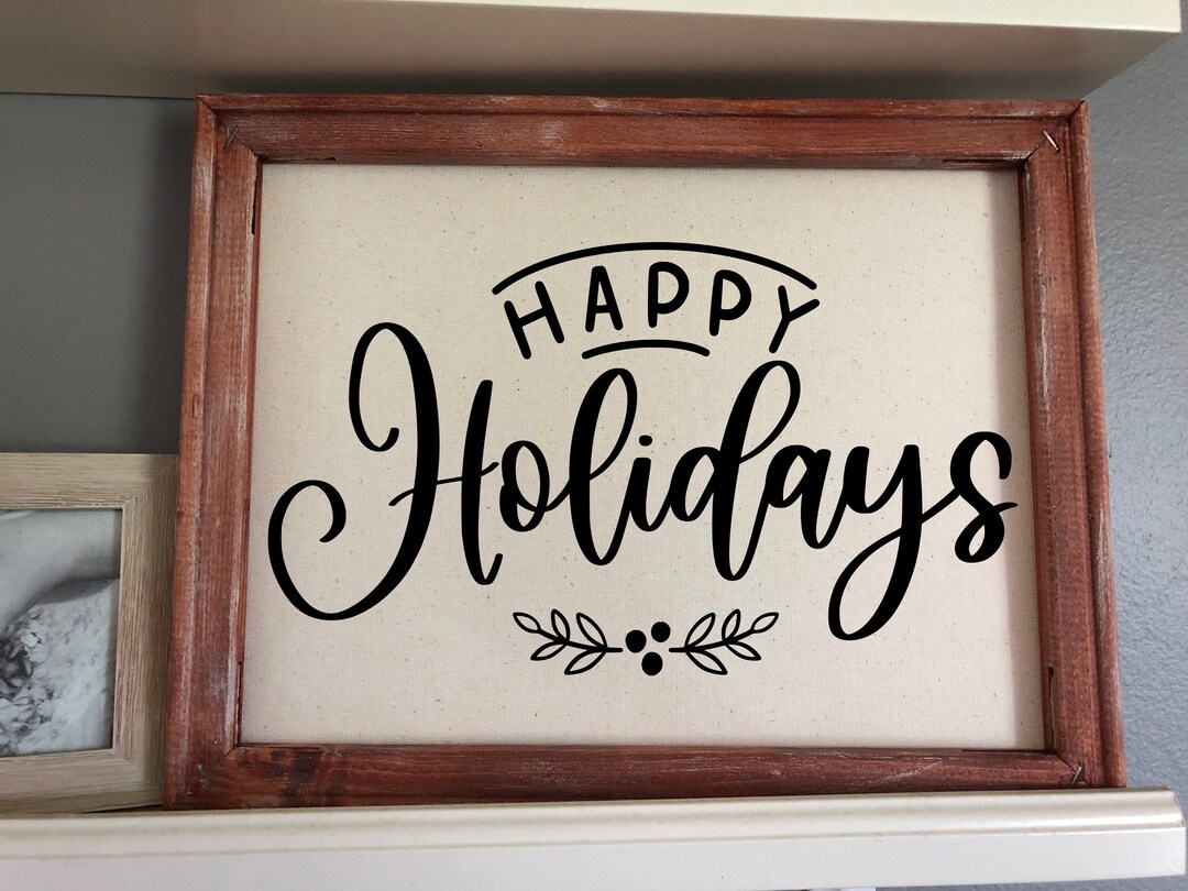 Rustic Farmhouse Christmas Sign: "happy Holidays" Framed Decor - Etsy