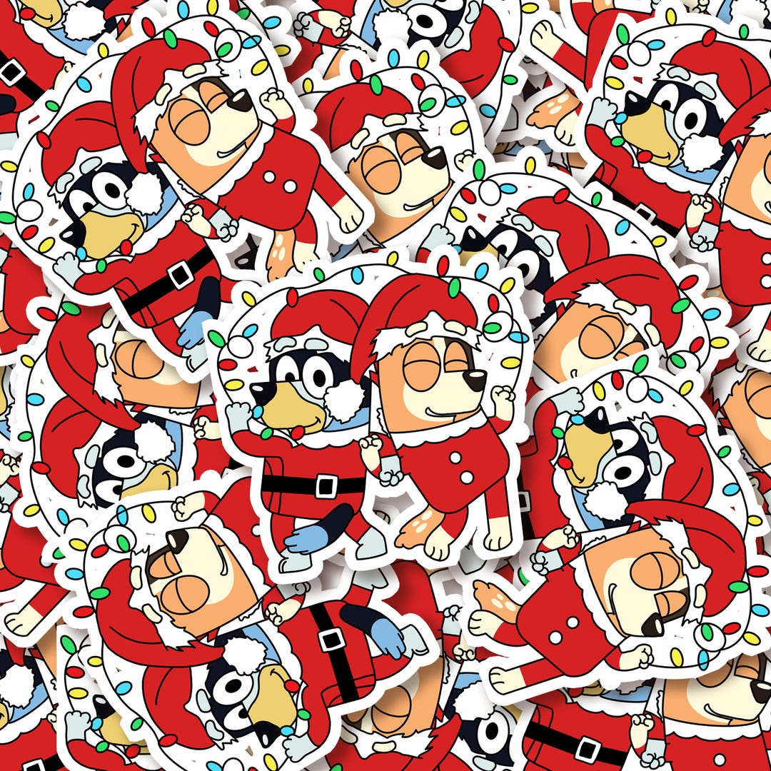 Bluey Inspired Gift Tag, Bingo and Bluey, Christmas Lights, Kid ...