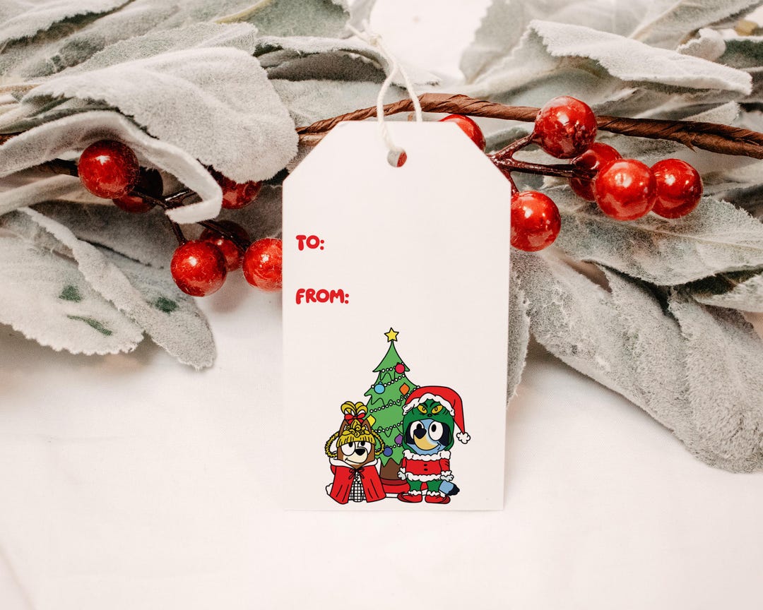 Bluey Christmas Tags, Bluey Grinch, Pop Culture Christmas - Etsy