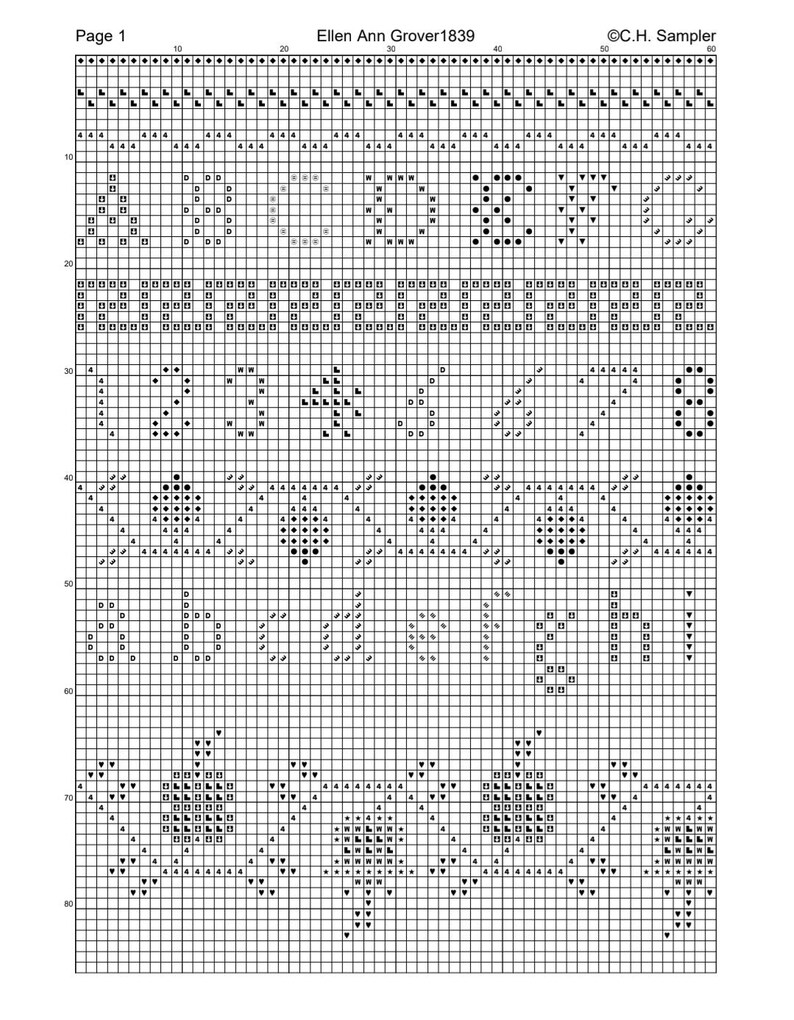 Ellen Ann Grover 1839 Reproduction Sampler Instant Download PDF - Etsy