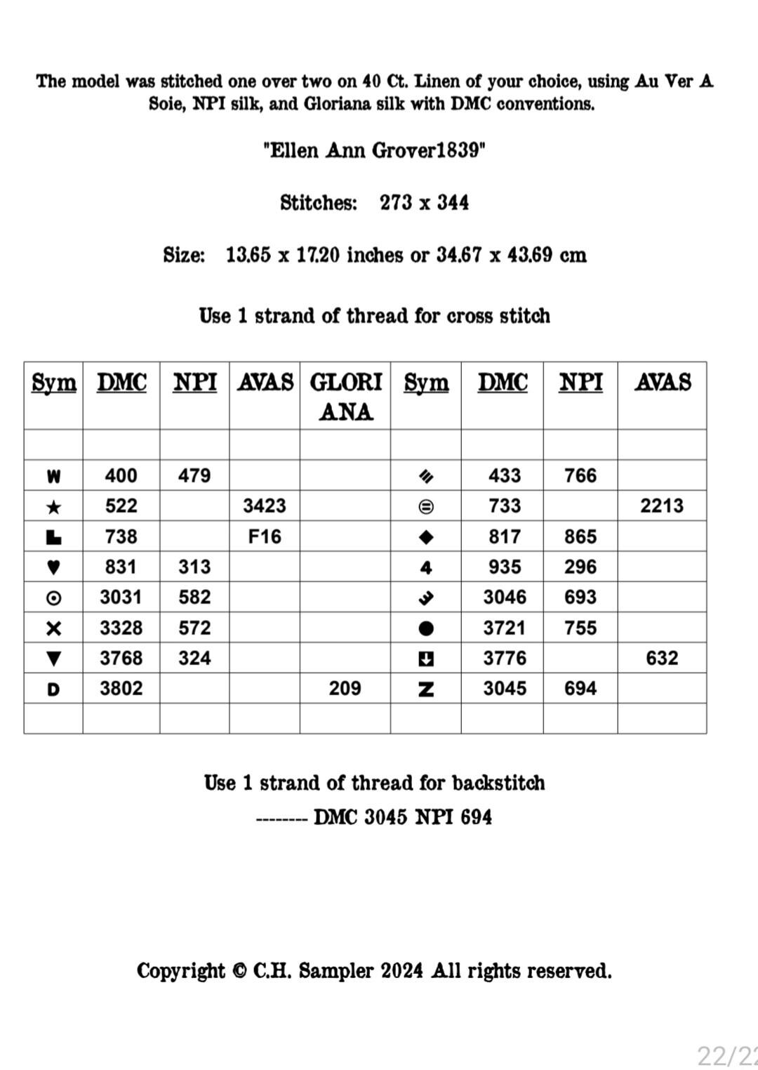 Ellen Ann Grover 1839 Reproduction Sampler Instant Download PDF - Etsy