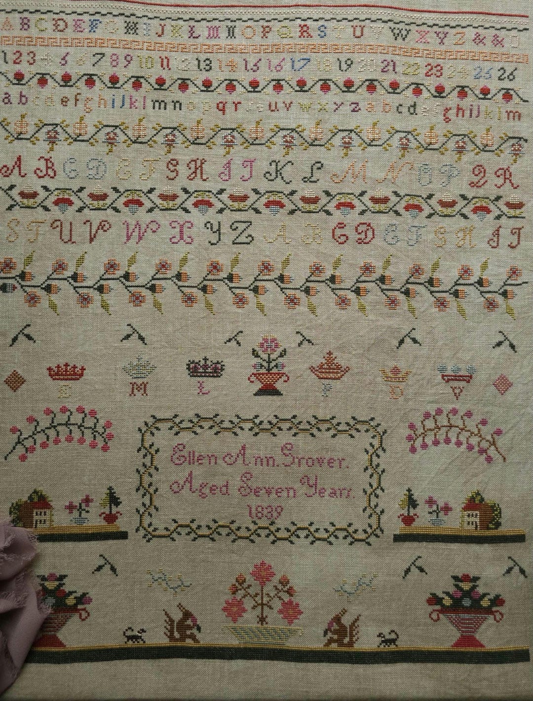 Ellen Ann Grover 1839 Reproduction Sampler Instant Download PDF - Etsy