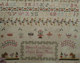 Ellen Ann Grover 1839 Reproduction Sampler Instant Download PDF - Etsy