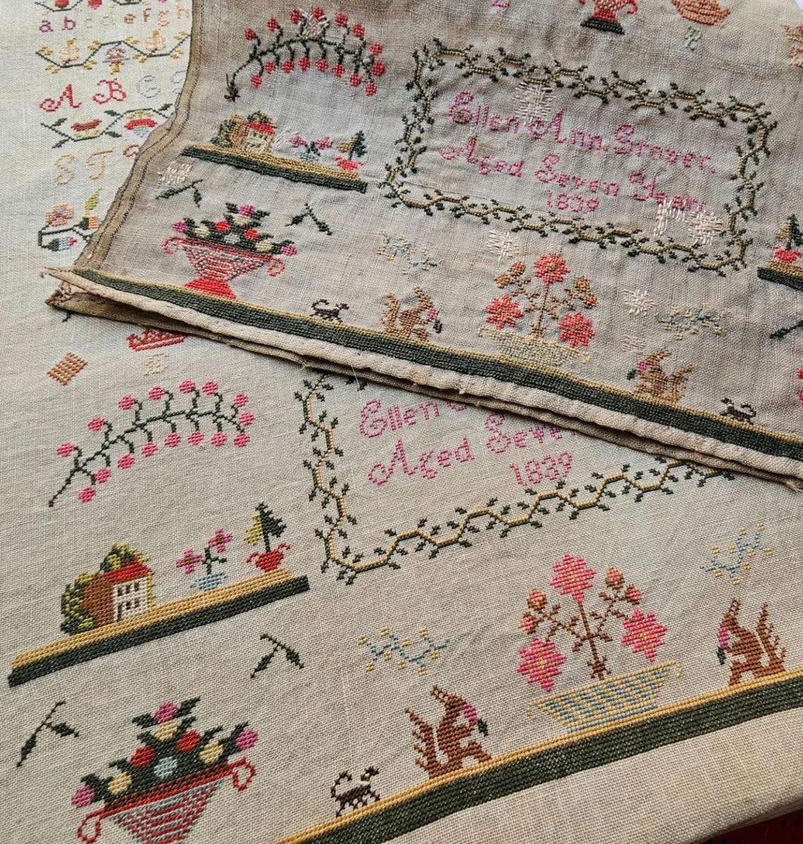 Ellen Ann Grover 1839 Reproduction Sampler Instant Download PDF - Etsy