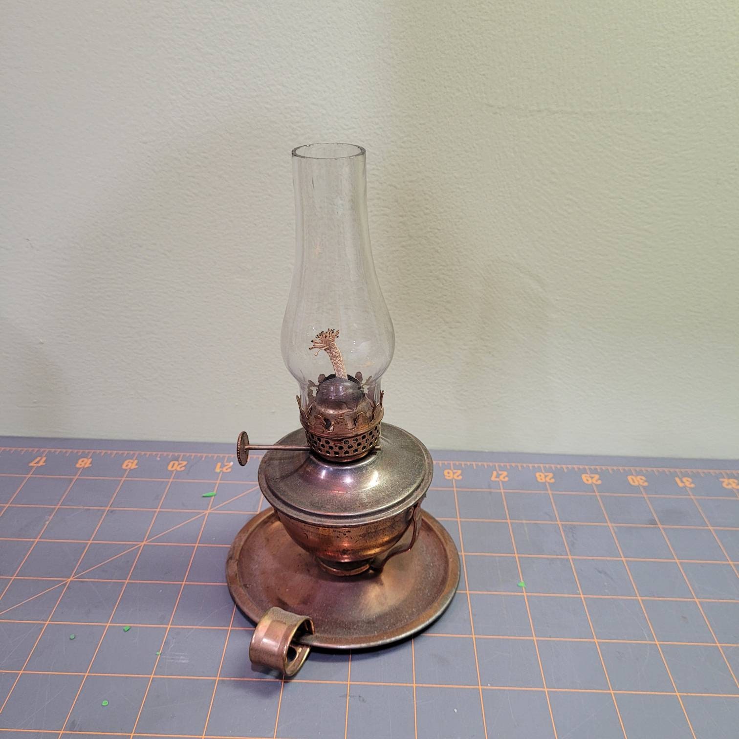 Miniature Oil Lamp Clear Hurricane Glass Made In Hong Kong Etsy