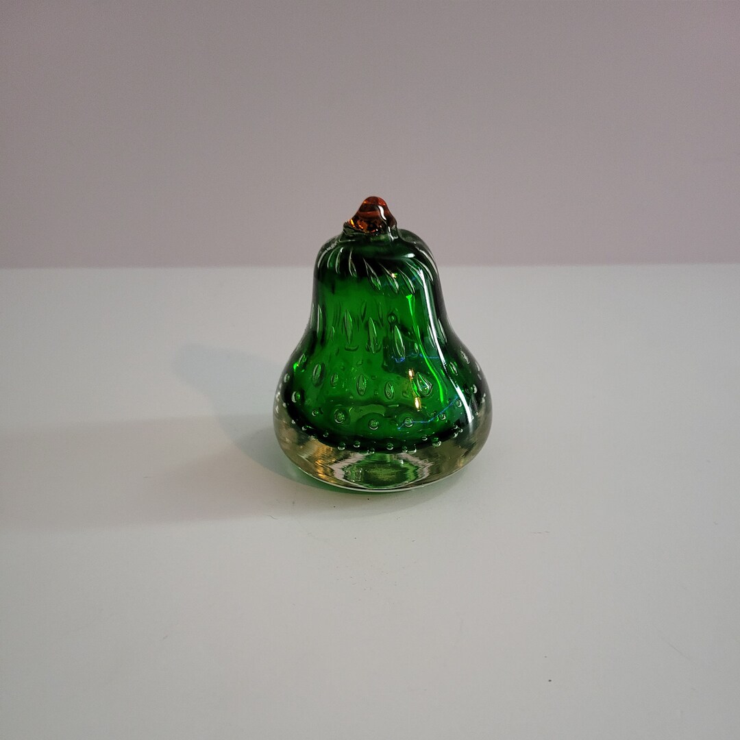 Vintage Green Pear Glass Paperweight - Etsy
