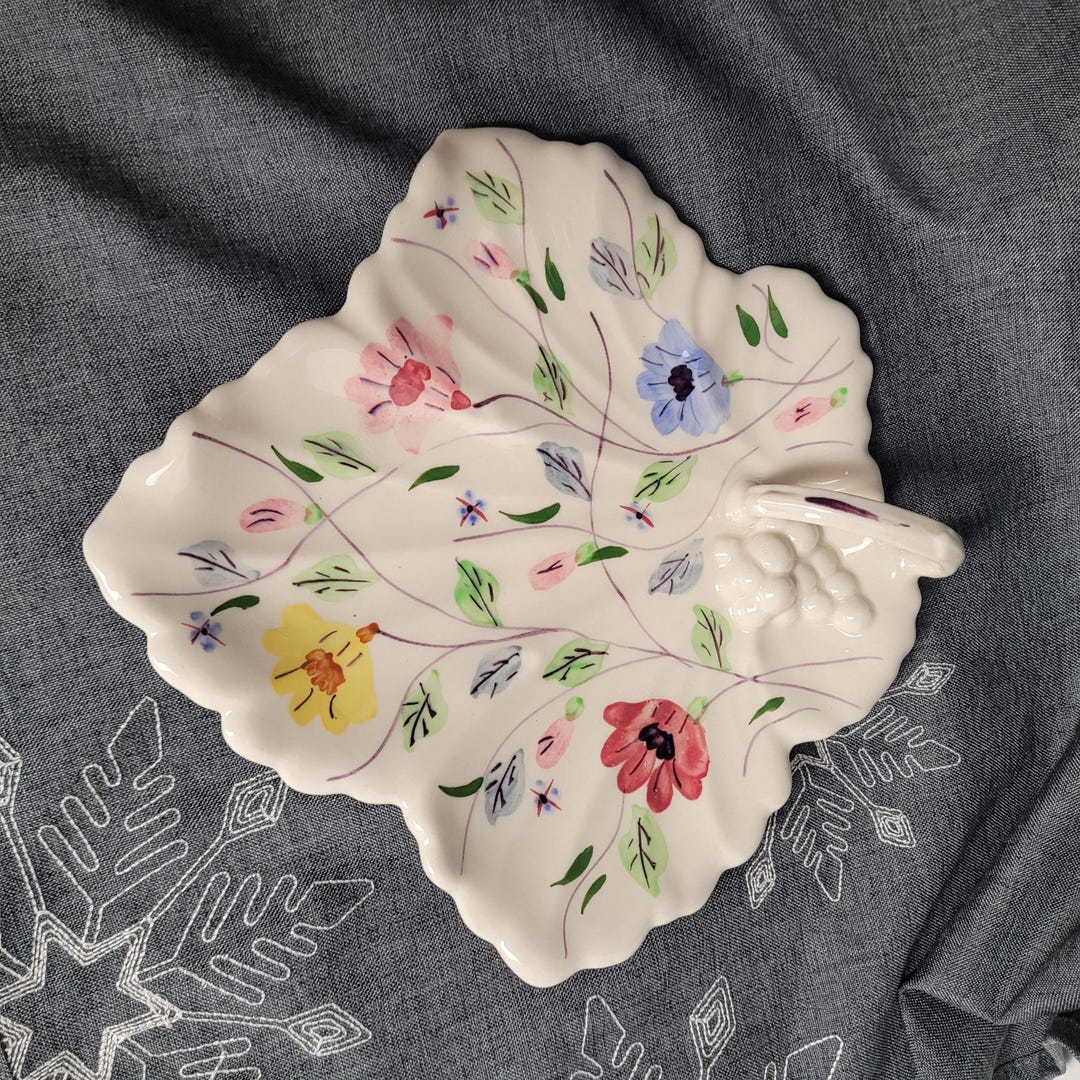 Blue Ridge Pottery Leaf Serving Dish With Chintz Floral Pattern. - Etsy