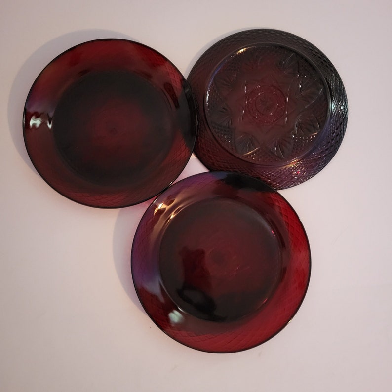 Ruby Red Luminarc Cristal D'arques Glass Dinner Plates / Set of Three ...