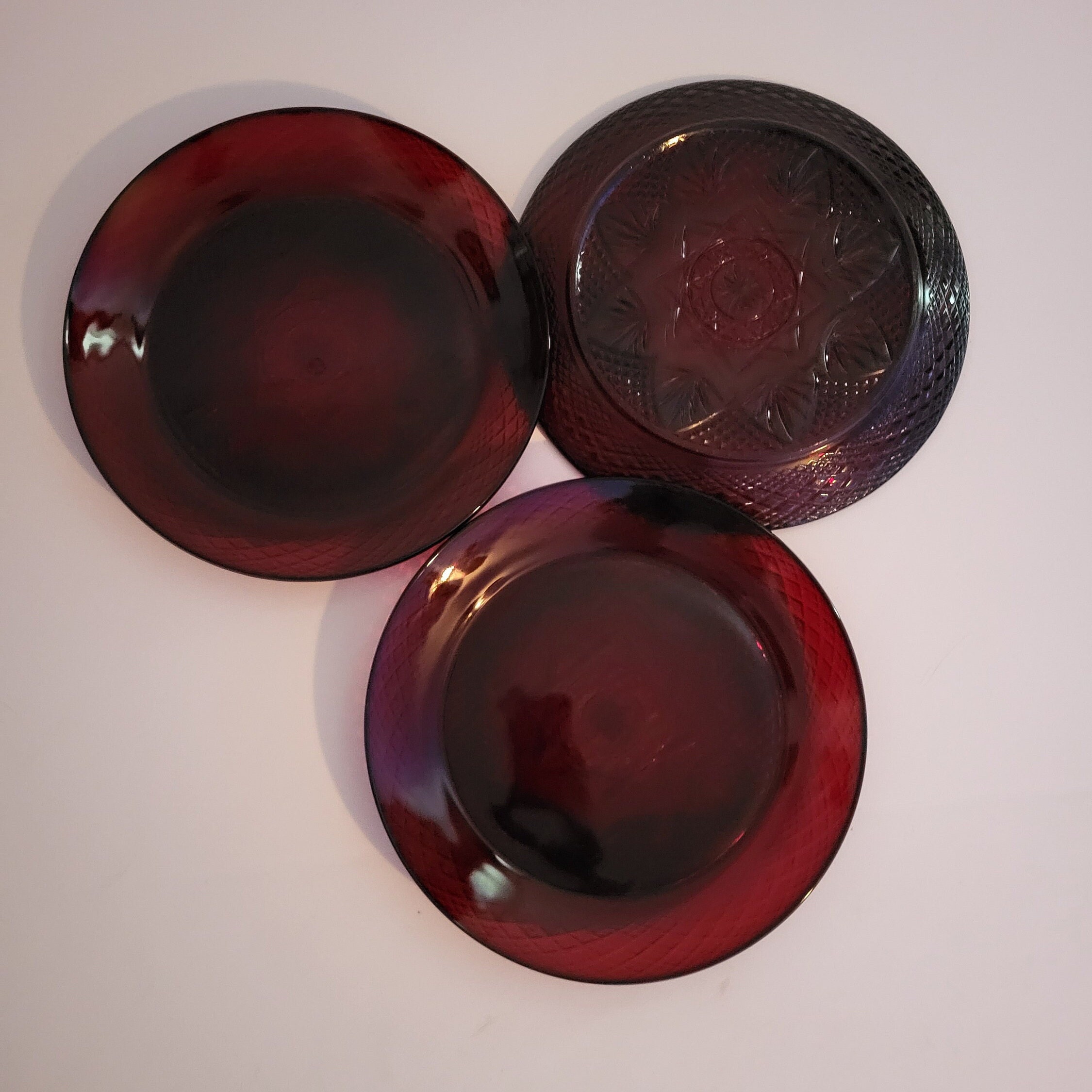 Ruby Red Luminarc Cristal D'arques Glass Dinner Plates / - Etsy
