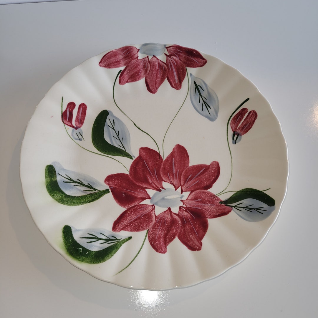 Blue Ridge Pottery Poinsettia With Colonial Edge Dinner Plate - Etsy